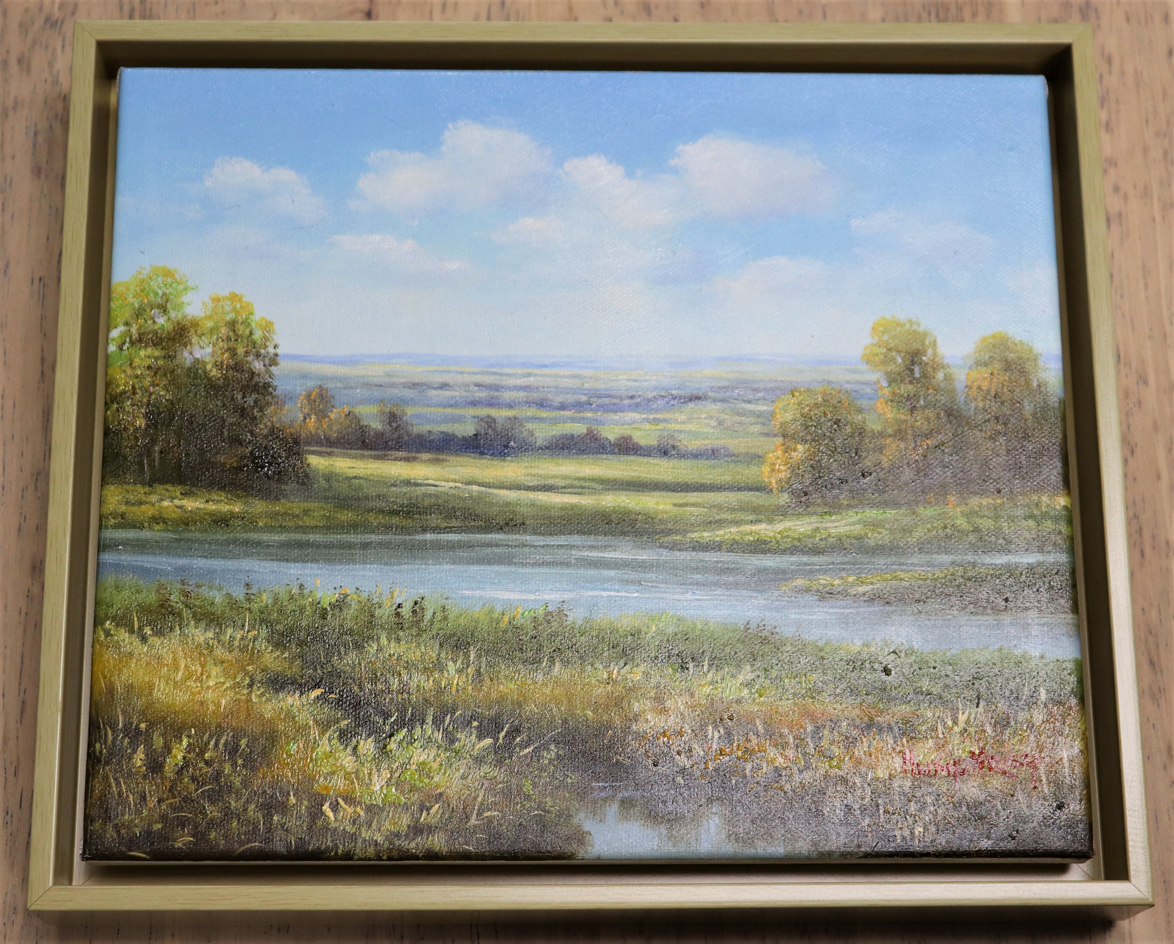 Soft Meadow Landscape- Painting on Canvas Signed by Artist – Frame ...